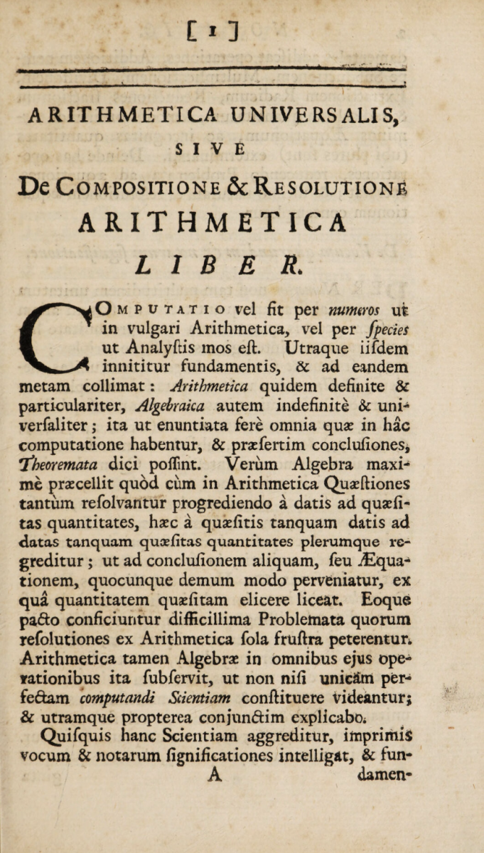 Mathematical Treasure: Isaac Newton’s Arithmetica universalis ...